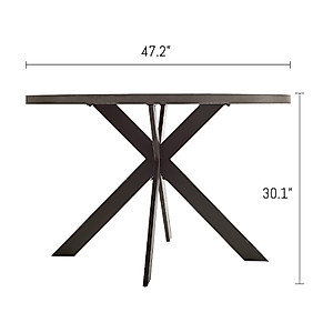 Zerifevni 47" Round Dining Table Set, Mid Century Modern Round Dining Table for 4-6 Person, Steel Legs, Leisure Coffee Table for Kitchen Dining Room, Save Space