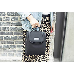 Poppy Luxe Black Scuba Shoulder and Stroller Bag with Rose Gold Hardware by Storksak | Universal Fit, Large Storage Capacity, Water Resistant Converting Diaper Backpack with Integrated Accessories