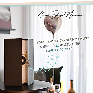 DOUBLESHOOT 50th Birthday Guest Book Alternative Black Gold Party Decorations for Men 12"x18" - 50 Years Sign in Poster Card Gift - Fifty Party Signature Book Keepsake - Table Centerpiece Decor