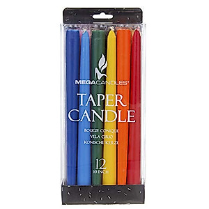 Mega Candles - 12 pcs Unscented Chime Taper Candle, Hand Poured Wax Candles 10 Inch x 7/8 Inch, Casting Chimes, Rituals, Spells, Wax Play & More