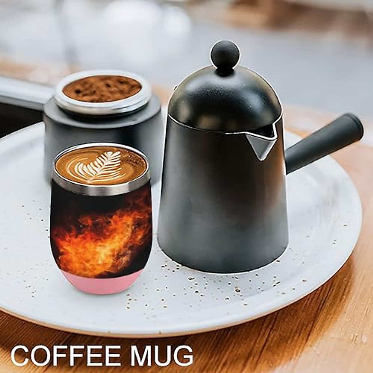 WYUSPGK 304 Stainless Steel Insulated Cup, Roaring Flame Print Smooth Rim, Durable & Reusable - Perfect for Office, Home, And Travel