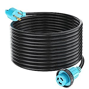 CircleCord 30 Amp 50 Feet RV Power Cord Twist Locking, Heavy Duty 10 Gauge 3 Wire STW Pure Copper Wire with Grip Handle, TT-30P to L5-30R with Cord Organizer for RV Trailer Campers
