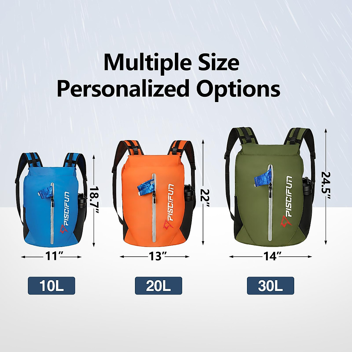 Piscifun Dry Bag Waterproof, Floating Dry Backpack, Lightweight Waterproof Dry Bag with Waist Pouch and Phone Case for Kayaking, Camping, Beach, Boating & Swimming for Men & Women Black 20L