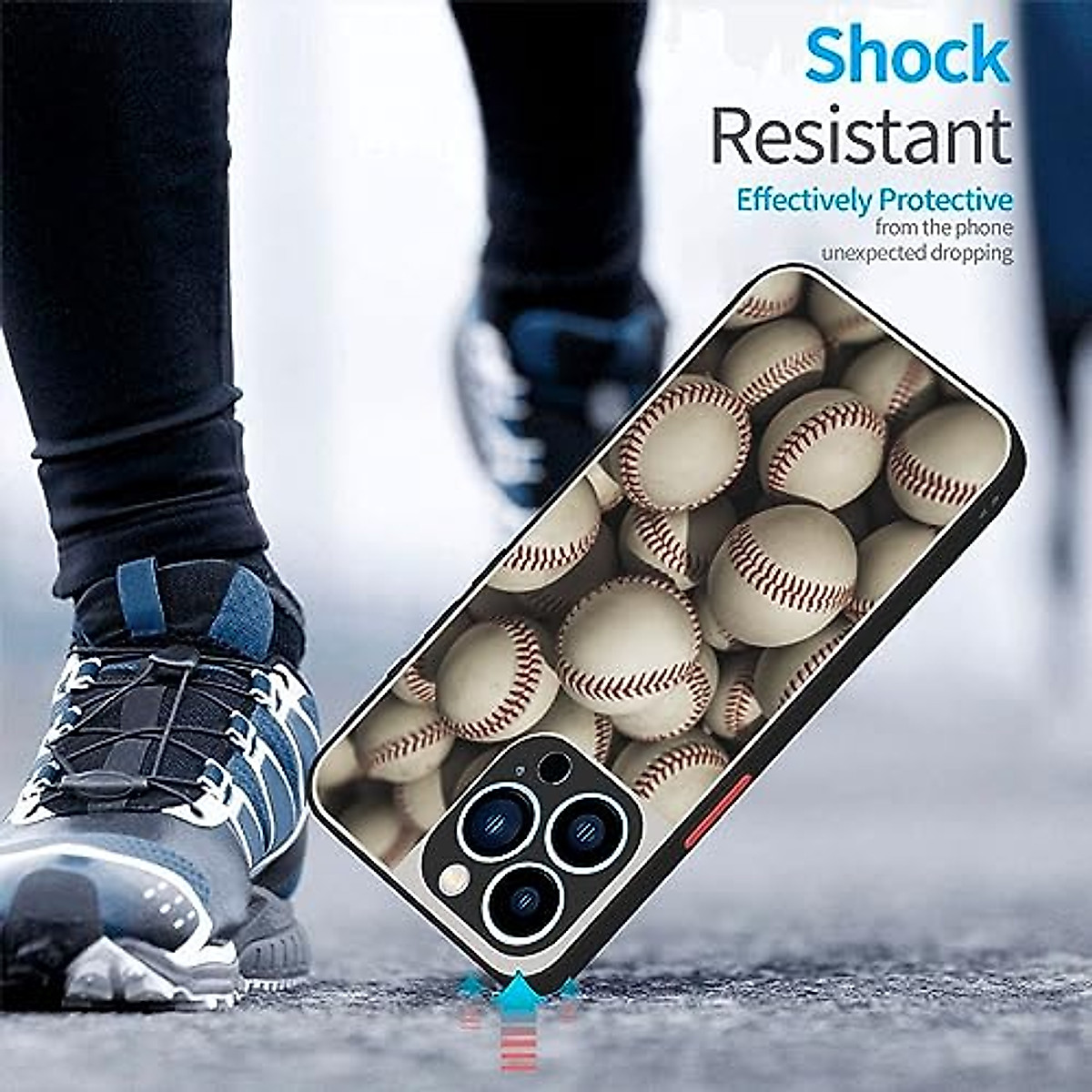 EMPYRI Baseball Printed Frosted Phone Case for iPhone 13 Pro Max-6.7 Inch, Shockproof Phone Cover with Wireless Fast Charging, Acrylic Back, Not Yellowing