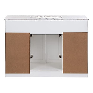 Spring Mill Cabinets Rillette Bathroom Vanity with 2-Door Cabinet, 4 Drawers, and Silver Ash Countertop with Integrated White Sink, 49" W x 22" D x 35.5" H, White