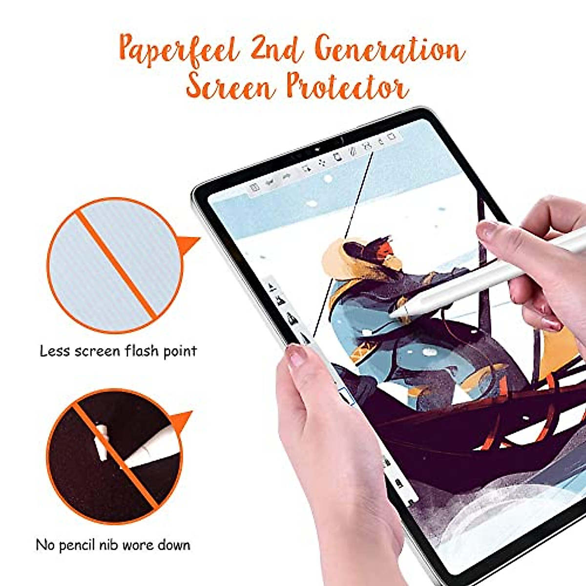 bersem 2-Pack Paperfeel Screen Protector Compatible with iPad Pro 12.9 Inch (2022 & 2021 & 2020 & 2018), iPad Pro 12.9 6th / 5th / 4th / 3rd Generation Matte PET Film for Drawing, Anti-Glare