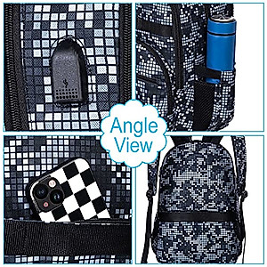 AGSDON Laptop Backpack, 16 Inch School Bag College Bookbag, Anti Theft Daypack Bags and Lunch Bag Set, Water Resistant Backpacks for Teens Boys Men Students(Black)