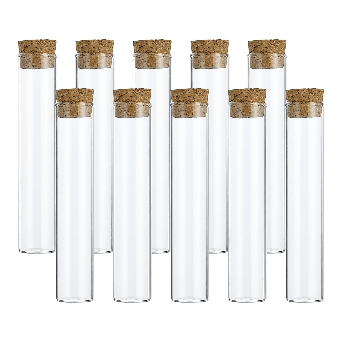 PATIKIL 25ml Test Tubes, 30pcs 3.94x0.79in Glass Clear Flat Bottom Test Tube Containers with Cork Stopper for Bead Party Candy Bath Salt Storage Scientific Experiment Plant Propagation