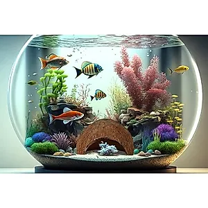 SunGrow Betta Fish Cave, Habitat Made from Coconut Shell, Soft-Textured Smooth Edged Spacious Hideout, for Resting and Breeding, 1 Pc