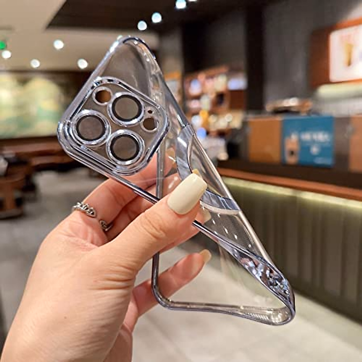 Uioeua Compatible with iPhone 14 Pro Max Magnetic Clear Case,Luxury Plating Bling Transparent Shockproof MagSafe Case with Full Camera Lens Protector for iPhone 14 Pro Max Women Girl Men-Sky Blue