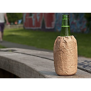 TYVEK BROWN BAG ARTWORK INSULATED CAN & BOTTLE COOLER SLEEVE SOFT REUSABLE COLLAPSIBLE COOLIE FOR PARTIES, EVENTS OR WEDDINGS BUM COLD DRINK THERMAL INSULATOR