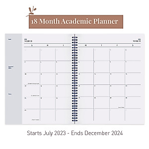 Rileys Planner 2024-2025 18-Month Academic Weekly Planner - Typographic Weekly & Monthly Agenda Planner, Flexible Cover, Notes Pages, Twin-Wire Binding (8 x 11 inch, Pink)