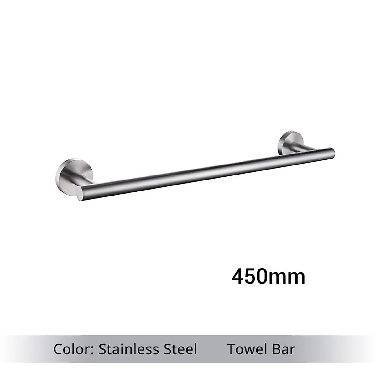 Bathroom Hardware Set Accessories Kit Brushed Stainless Steel Round Wall Rack Hand Bar Toilet Roll Paper Holder Robe Towel Hook,SS,Towel bar,45cm