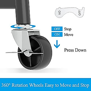 Wisdom Star 3 Tier Utility Rolling Cart, Heavy-Duty Mesh Storage Cart with Locking Wheels, Metal Mobile Trolley Cart for Home, Kitchen, Bathroom, Office，Black