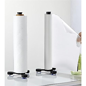 Paper Towel Holder Suction Cup Vertical Movable Removable Roll Paper Holder for Kitchen Cling Film Restaurant and Living Room Roll Paper Home Decor (1) Sponge Holder for Sink (Black, One Size)