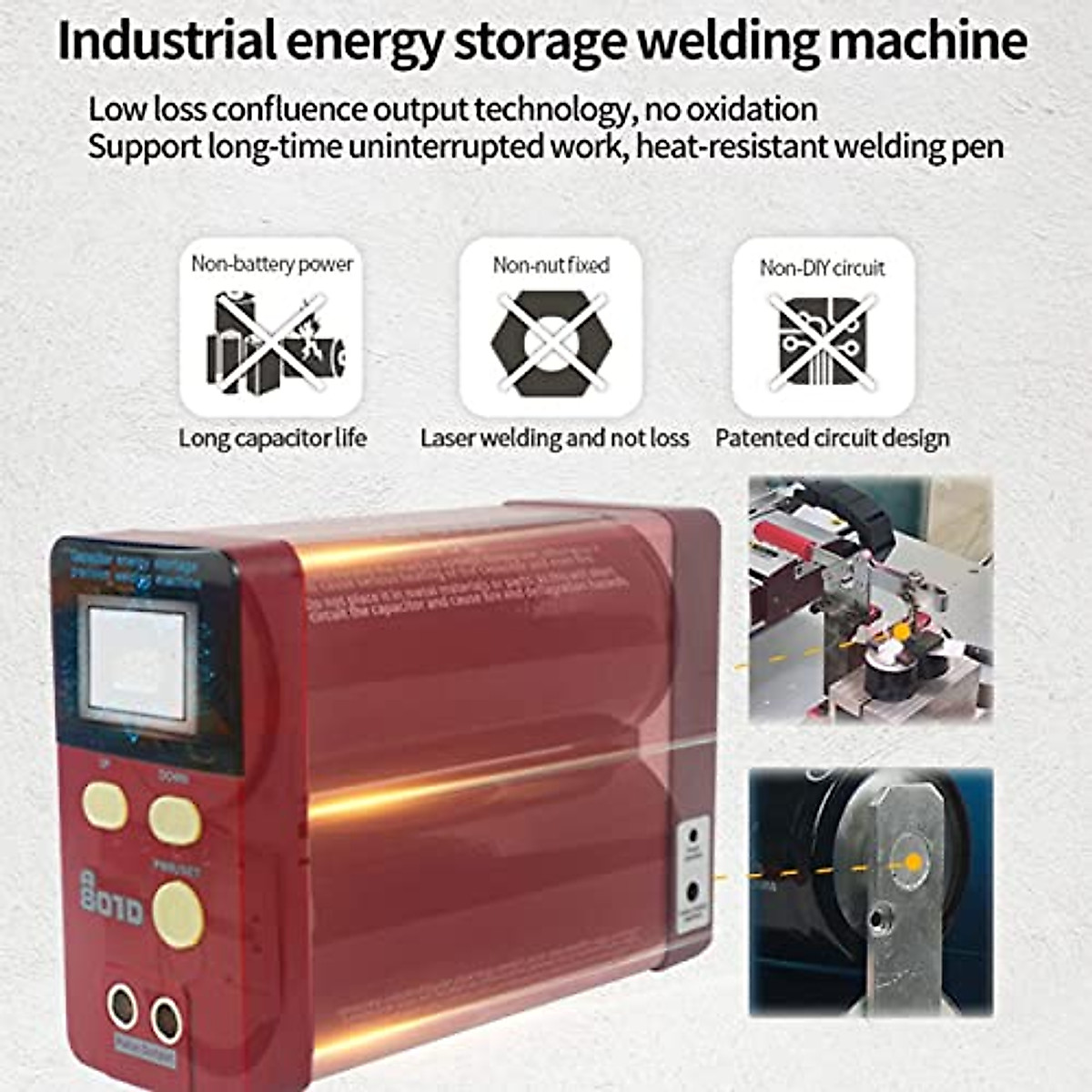 ALSUP Capacitor Energy Storage spot Welder, 801D, 12KW Mini Portable Precision Pulse Battery Welder, Suitable for 18650, 14500 Lithium Battery Pack Construction