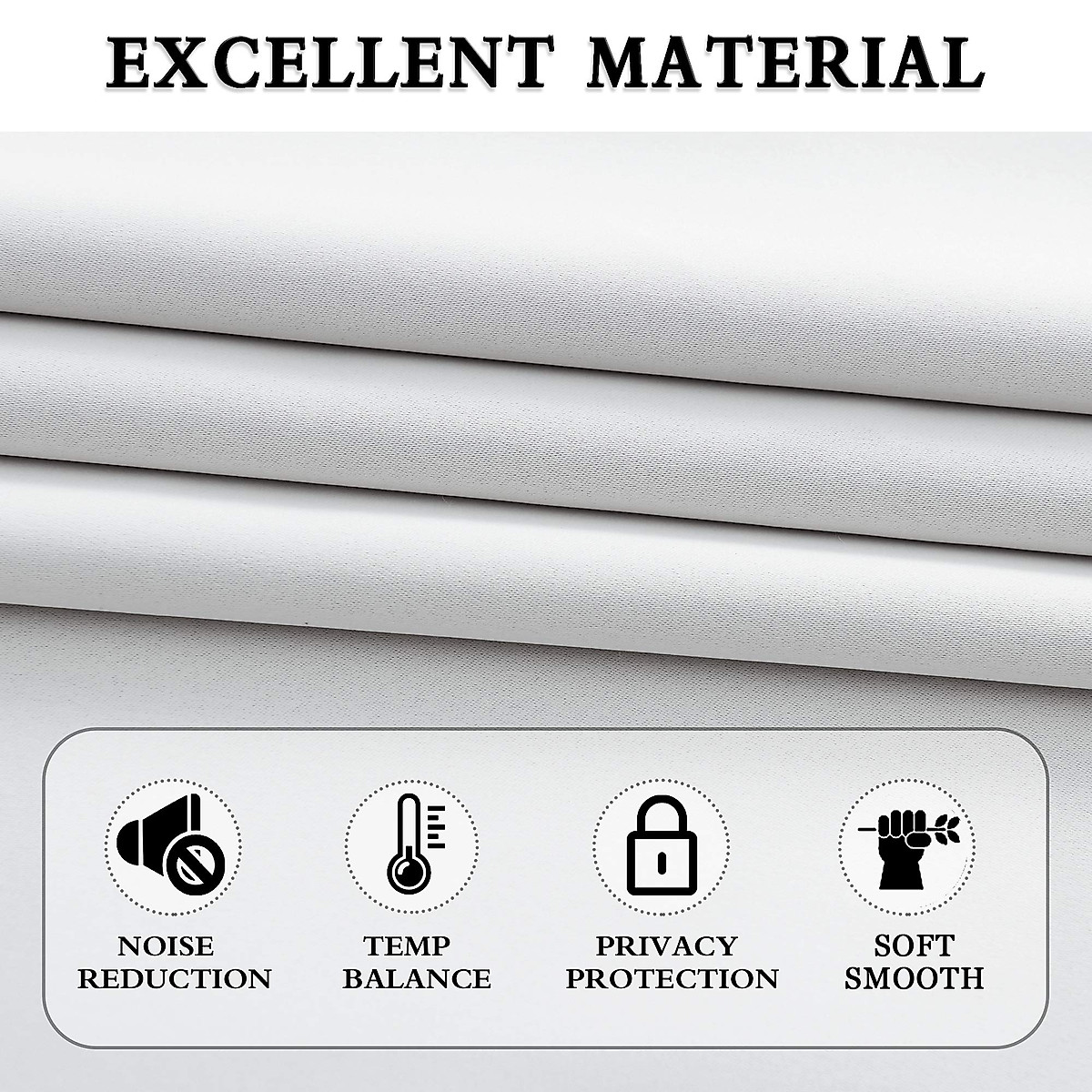 DONREN Greyish White Window Curtain Panels - 42 Width x 84 Length 2 Panels Thermal Insulated Rod Pocket Room Darkening Curtains for Bedroom