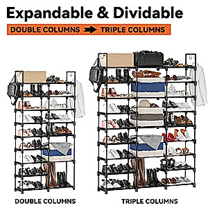 HOCAT 9 Tiers Shoe Racks for Entryway Shoe Rack Organizer Large Shoe Shelf for 50-55 Pairs Shoe Boot Storage Sturdy Stackable Free Standing Closet Bedroom Garage