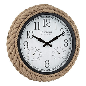 La Crosse Clock 433-3836 14-inch Rowan Indoor/Outdoor Rope Analog Quartz Wall Clock