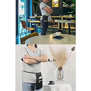 tsmyp Hip pouch apron Black Waitress Waiter Server Short Aprons Kitchen apron,Two front and two back pockets (hip pouch apron, 1)