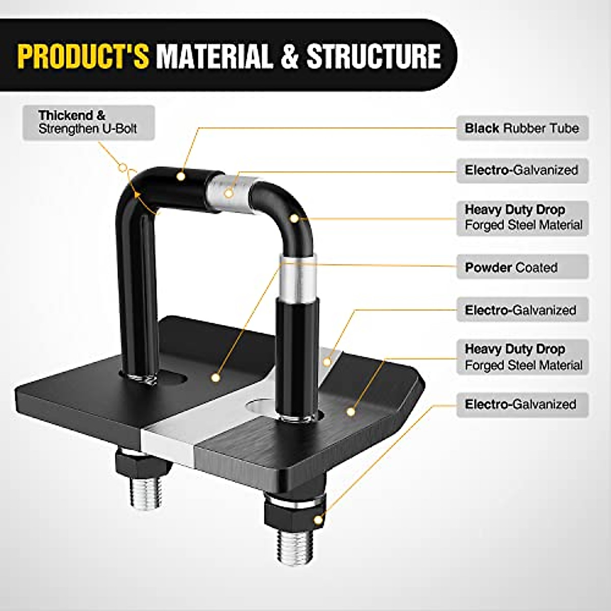Nilight Trailer Hitch Tightener for 2" Trailer Hitches Anti Rattle Heavy Duty Steel with Rubber Anti-Rust Triple Protective Matte Black, 2 Years Warranty