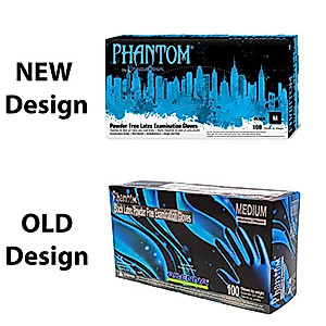 Adenna PHM915 Phantom 6 mil Powder-Free Latex Gloves, Medical Grade, Black, Medium, Box of 100