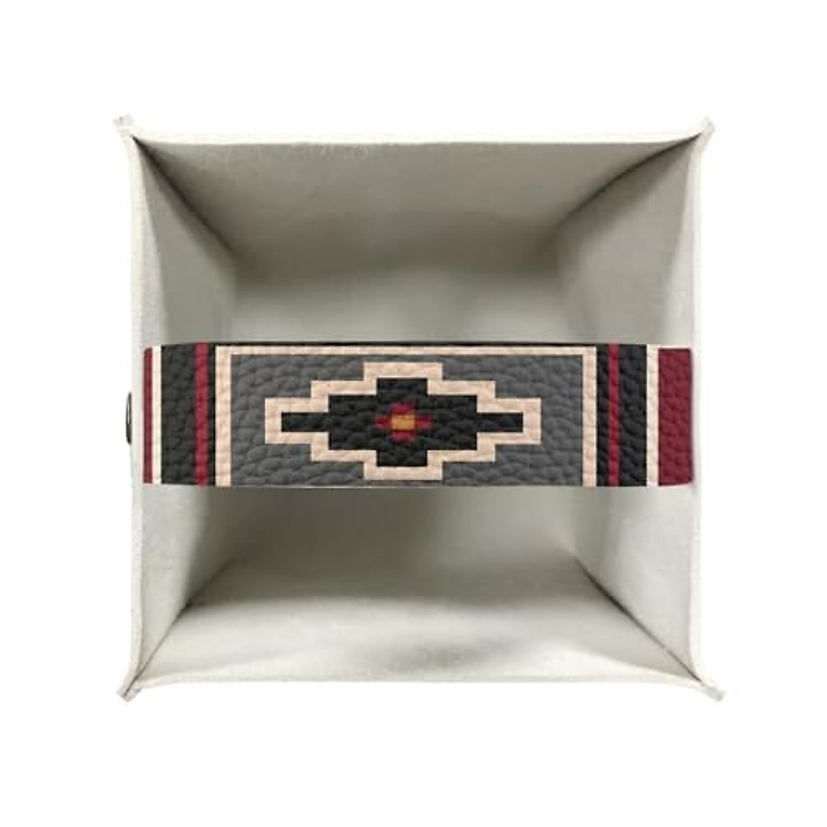 Gearider PU Leather Tissue Box Holder, Brown Aztec Tribal Modern Square Tissue Box Cover Decorative Paper Facial Case Dispenser for Bathroom, Office, Car, Home Decor