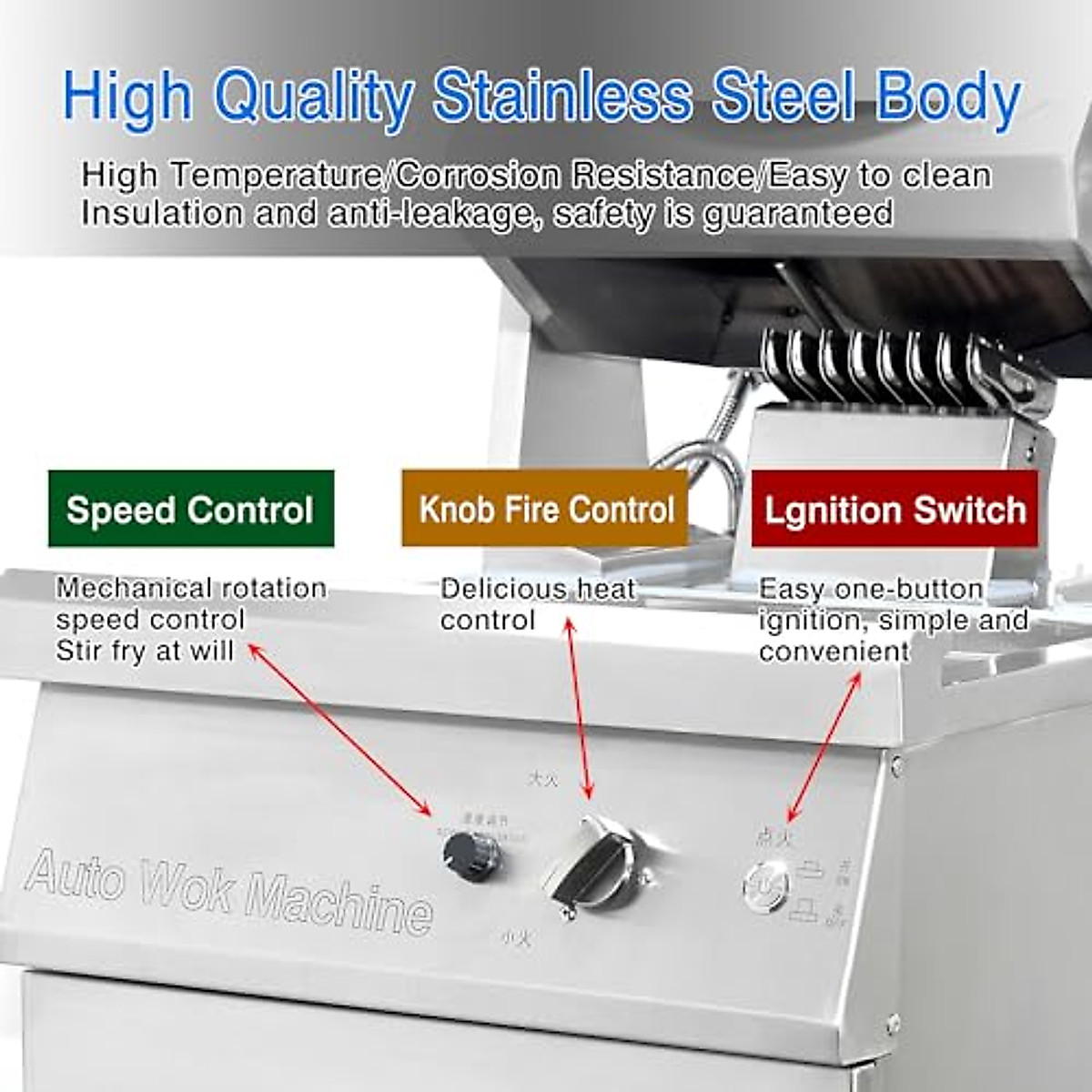 Koalalko Automatic Cooker with water spray,Automatic 360° Stir Fry Cooker,Automatic Cooking Machine,Drum Type Stir Frying Machine,Auto Cooking Wok Fried Machine (Propane, Floorstanding)