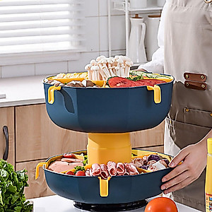 Cabilock Divided Serving Platter Rotatable Hot Pot Vegetable Tray Veggie Platter with Colander Compartment Snack Serving Plate for Party Appetizers Dried Fruit Candy Nut Charcuterie