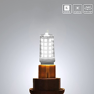 GOHDLAMP G9 LED Bulbs, 40 Watt Equivalent T4 Chandelier Light Bulb, 6000K Daylight White 450 Lumens, Bi-pin G9 Base Non-Dimmable, 4W LED Bulb 360 Degrees Beam Angle 5 Pack