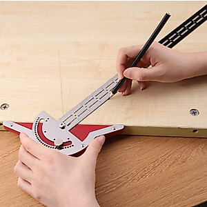 T-Type Woodworkers Edge Rule, 0-70°Adjustable Edge Angle Measure Tool,Stainless Steel Scriber Measuring Caliper for Student Drawing and Woodworkers Build Furniture (20 inch)