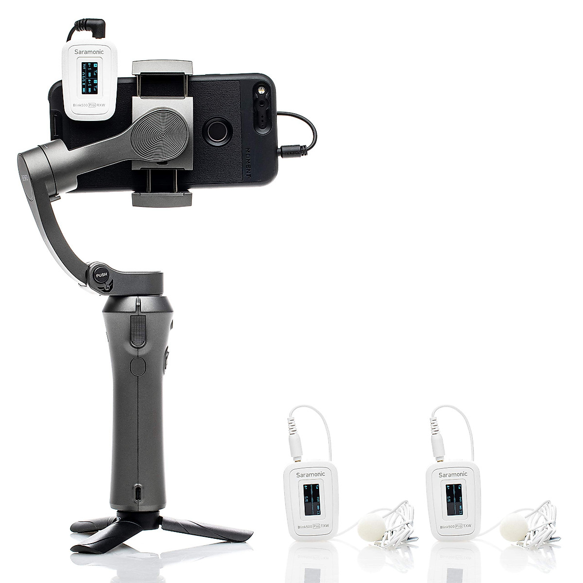 Saramonic Snow White Advanced 2.4 GHz 2-Person Wireless Clip-On Microphone System with Lavaliers for Cameras, Mobile Devices and More (Blink 500 Pro B2 Snow White) (BLINK500PROB2W)
