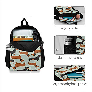 Black and Brown Dachshund Laptop Backpack Durable Lightweight School Bookbag Casual Daypack Travel Hiking Camping College