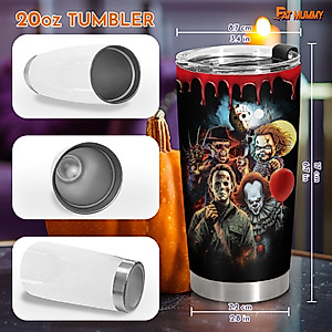fat mummy Halloween Tumbler 20oz, Horror Gifts for Halloween, Horror Movies Addict Tumbler Stainless Steel, Scary Characters Coffee Mug, Horror Tumbler Gifts for Christmas, Birthday