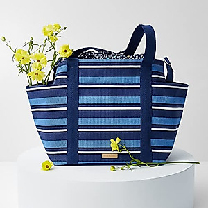 Vera Bradley Women's Deluxe Canvas Tote Bag, Seaside Stripe Multi, One Size