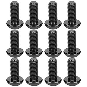 HERCHR 12Pcs Disc Brake Rotor Bolts, M5x12mm Bicycle Rotor Screws for MTB Mountain Bike, Steel/Titanium/Black(Black)