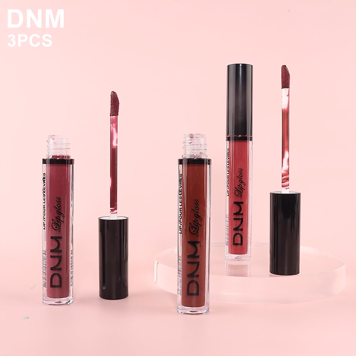 evpct DNM 3Pcs Dark Red Purple Plum Matte Liquid Lipstick Lip Stain Sets for Women Matte+Lipstick Dark Maroon Long Lasting Permanent Lipstick 24 hr Hours Magic Lipstick 24 Hours original Waterproof
