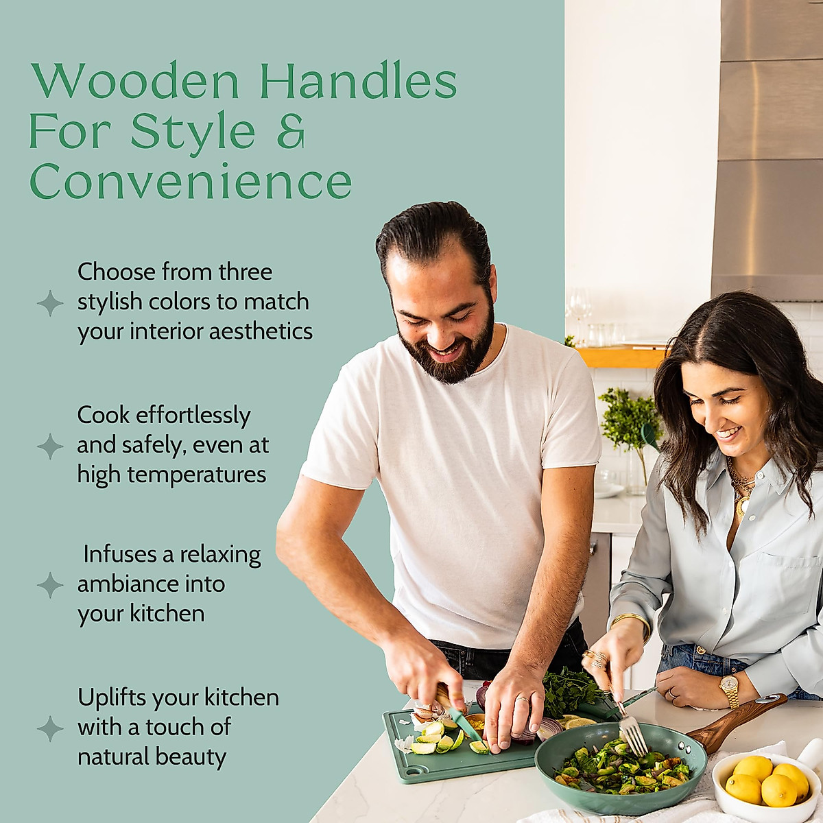 PHANTOM CHEF 18-Piece Cookware Set | Non-Stick Ceramic Coating | Oven & Dishwasher Safe | PFOA-Free | Aluminum Pots & Pans Set with Lids | Stay-Cool Handles | Induction Stovetop Compatible (Green)