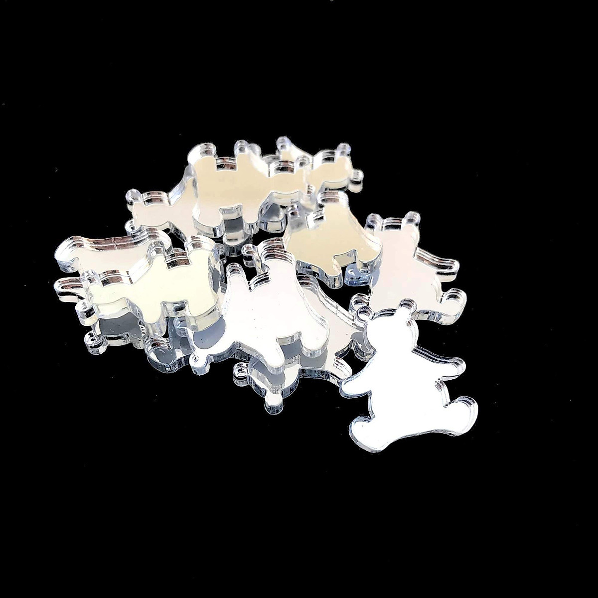 Super Cool Creations Teddy Bear Shaped Crafting Mirrors, Set of 10, Many Colours, Shatterproof Acrylic, Gold Mirror, Pack of 10 x 5cm