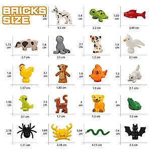 Farm Animals Accessories - Zoo Building Block Friends Pets Pack, People Parts-Cats Dogs Brids Jungle Sea Animals Bricks Toys