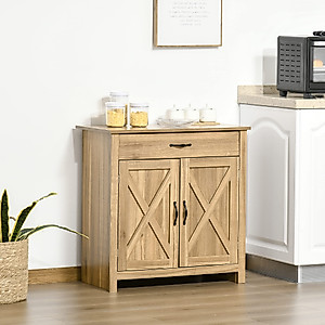 HOMCOM Sideboard, Natural Wood Effect