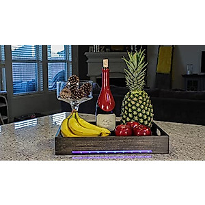 Hand-Made Custom Black Rustic Serving Tray with LED Lights Decorative Tray