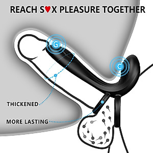 Couple Vibrator with Dual Penis Ring, 10 Vibrating Mode G Spot and Clitoris Simulator 3 in 1 Vibrating Cock Ring Male Female Adult Sex Toy with Remote Control for Men Women