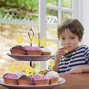 24 Pack Sweet Home Cupcake Toppers Glitter Key Lock Housewarming Cupcake Picks New Home Theme Party Welcome New House Party Cake Decorations Supplies Gold