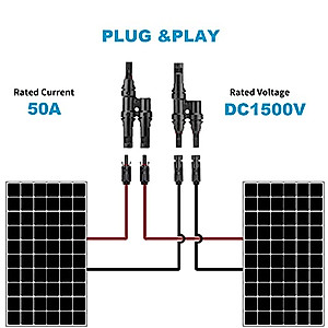 JHBOX Solar Panel Connector 2 Way Y Solar Branch | Easy Installation DIY Mount Tool for Parallel Connection Between Solar Panels | TUV Certified Solar Panel Wire Connectors (1 Pair)