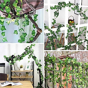 UGpine 6.7 Foot Artificial Ivy Wreath Leaf Vines, Fake Vines, Hanging Green Leaves Fake Plants, Vines Room Wedding Party Garden Wall Outdoor Green Wall Home Kitchen Garden Office Decoration [2]