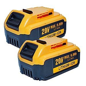 Fanshara 2packs Replacement Battery Dewalt 20v Max Battery 6ah Compatible with Dewalt Cordless Power Tools DCB200 DCB201 DCB204 DCB206 DCD/DCF/DCG/DCS Series
