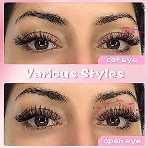 Individual Lashes 240 pcs Lash Clusters D Curl 30D 40D 0.07 11-16mm Mixed Length Clusters Lashes DIY Eyelash Extensions Kit at Home by EYDEVRO(30D 40D-0.07D,11-16MIX), 1.0 Count