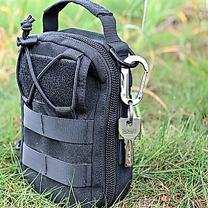 SZHOWORLD Small Titanium Carabiner with Folding Knife, EDC Multitool Keychain Clip Box Cutter, Perfect for Everyday Carry, Outdoor,Office,Camping,Hiking