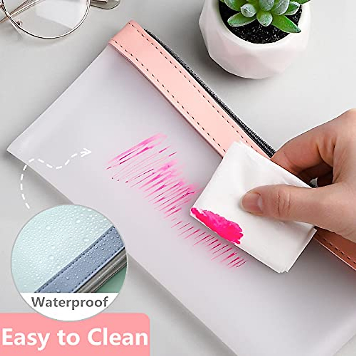 LELEBEAR 3 Pieces Pencil Case Zipper Clear Pouch Big Capacity Pencil Bag Multipurpose Cosmetic Travel Carry Portable Bags for Women,Students,Men,Kids Gifts (Pack-3)